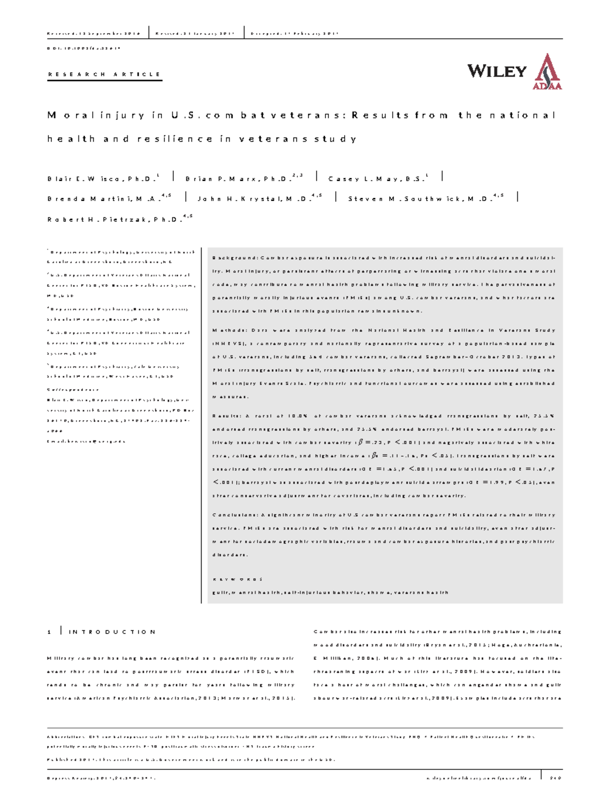 Moral Injury and Mental Health in U.S. Combat Veterans: NHRVS Insights ...