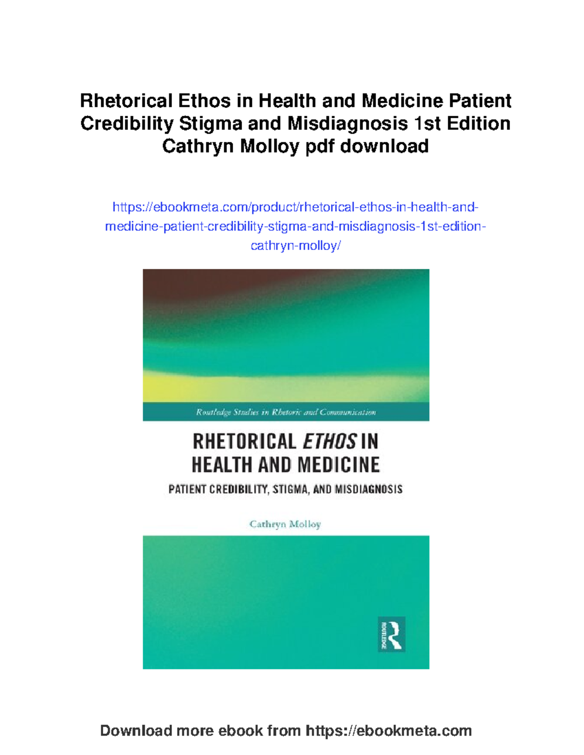 Rhetorical Ethos in Health and Medicine: Patient Credibility ...