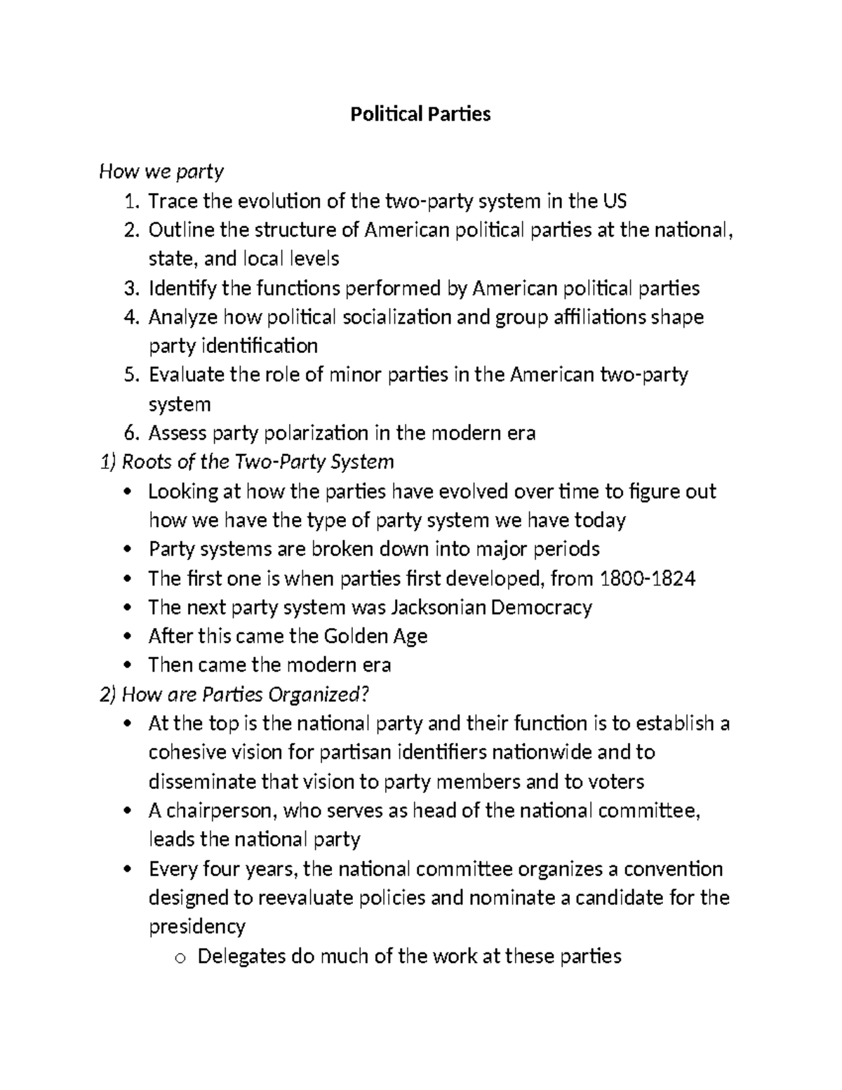 Evolution and Structure of Political Parties in the U.S. (POL101 ...