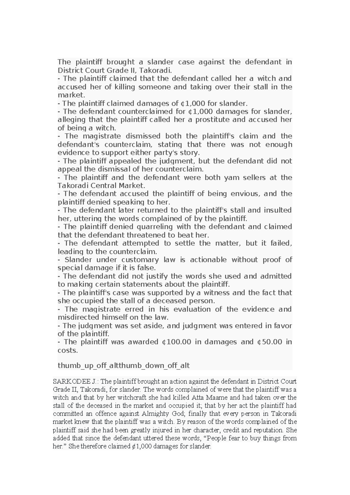 Slander Case Analysis: Afriyie v Dansowah - District Court Grade II ...