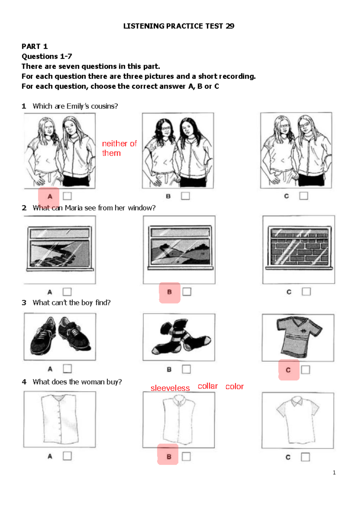 Listening Practice Test 29: Part 1 & 2 Questions - Studocu