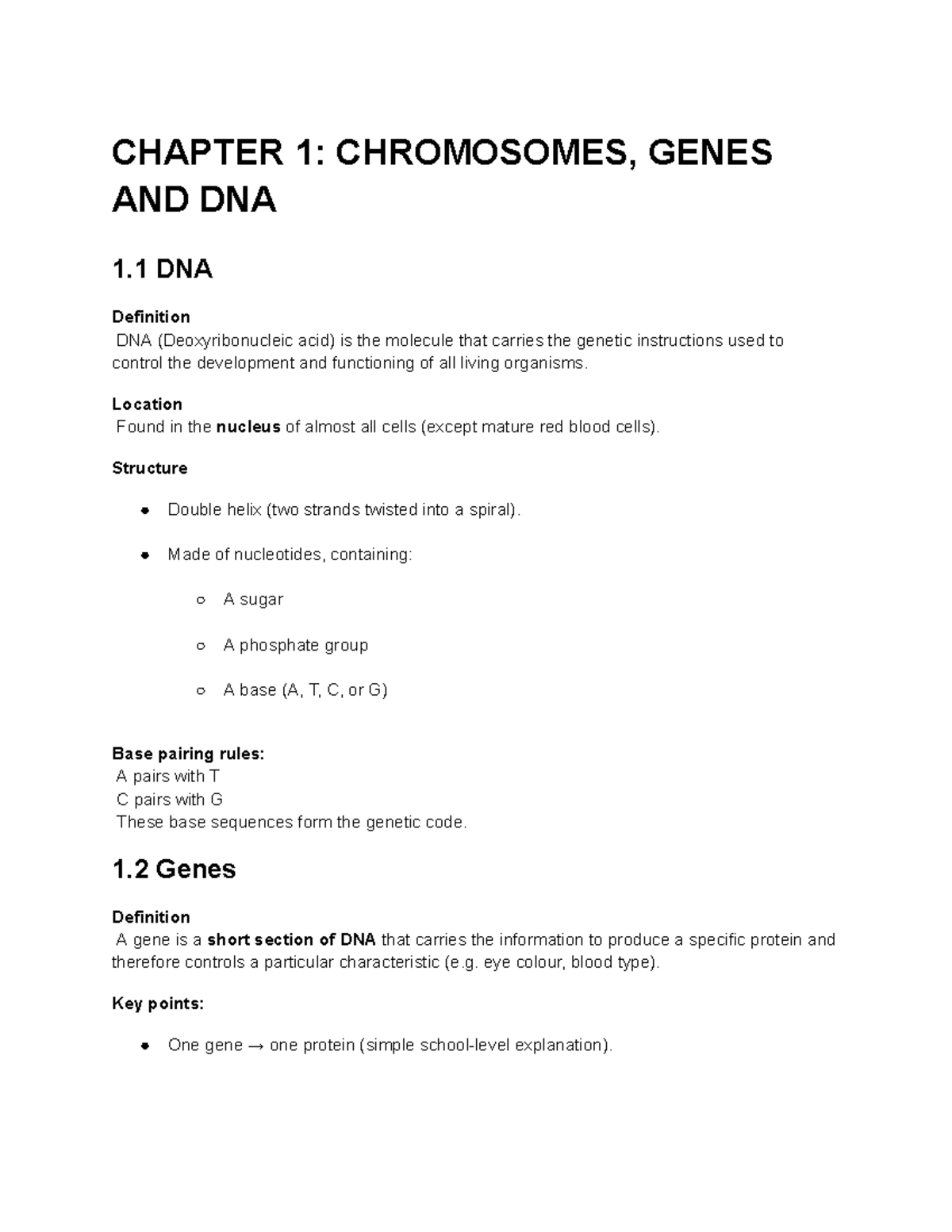 Chapter 1: Chromosomes and Genetic Inheritance (Biology 101) - Studocu