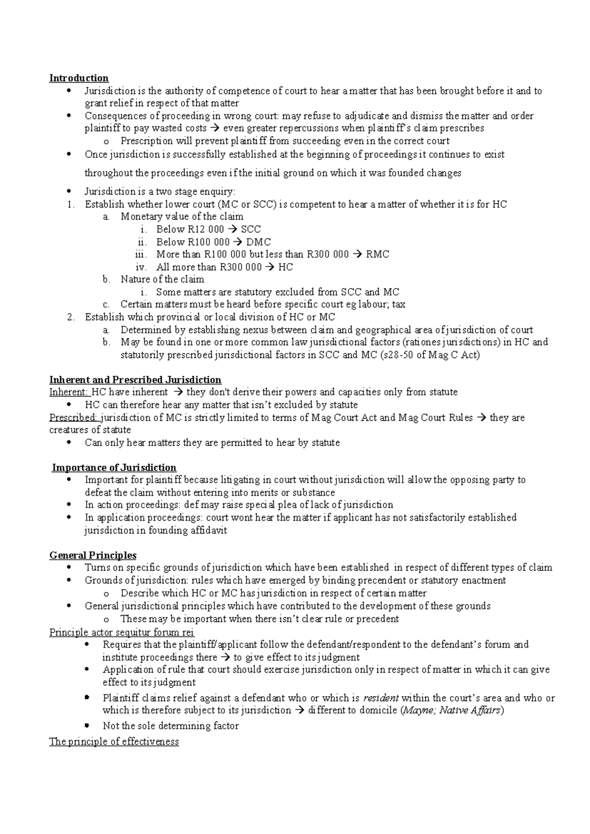 Chapter 4 Summary: Civil Procedure Notes for Exam Prep (CIV 101) - Studocu
