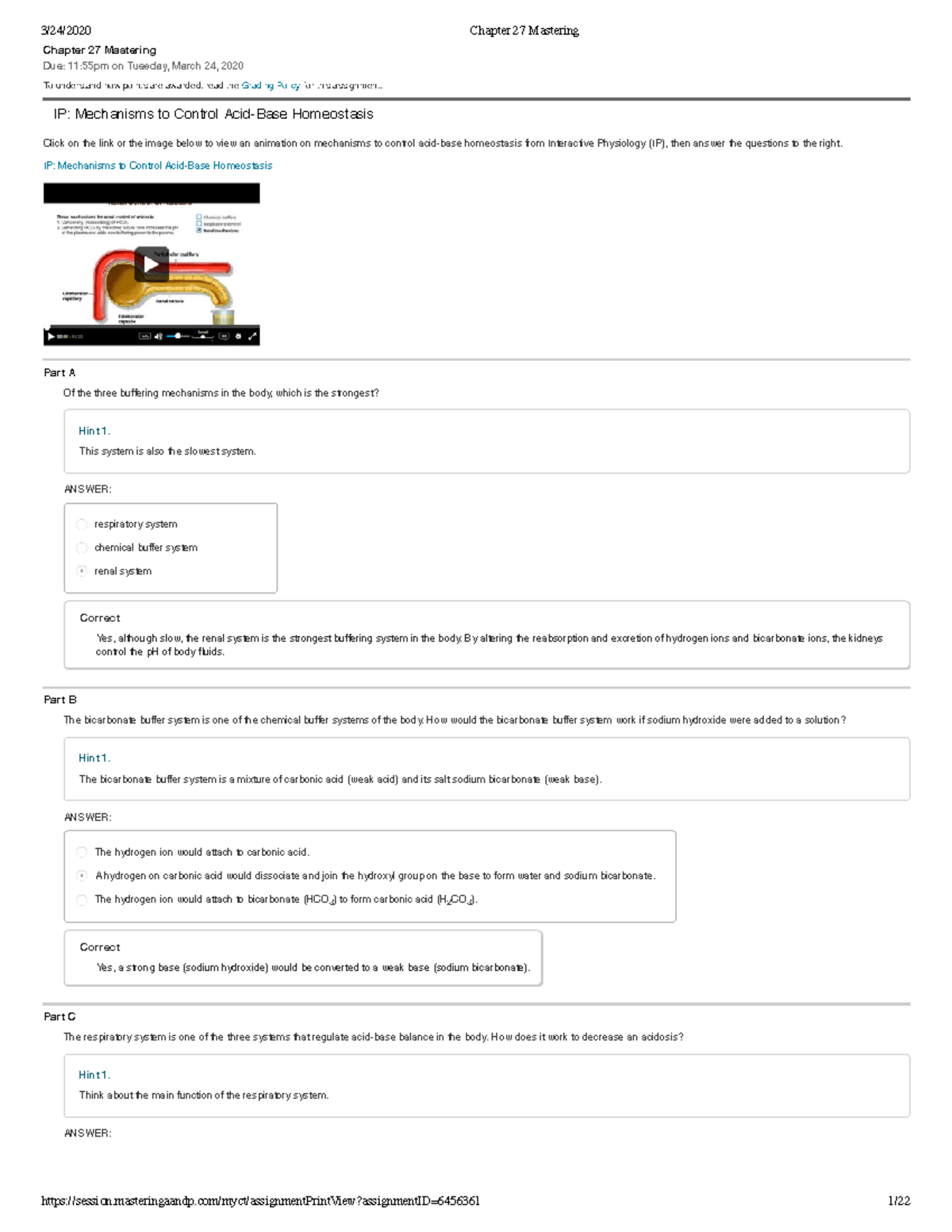 Chapter 27 Mastering Anatomy for home - Chapter 27 Mastering Due: 11 ...