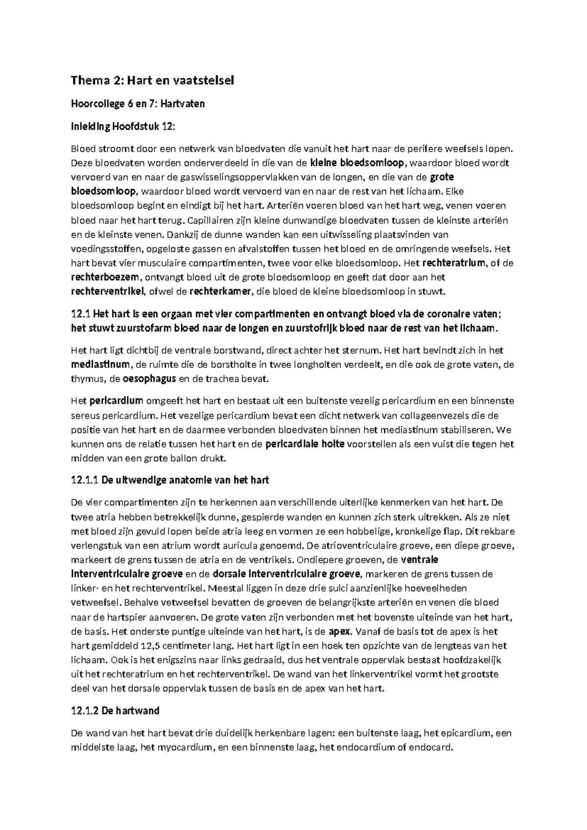 Hart en Vaatstelsel - Anatomie & Fysiologie Samenvatting Hoofdstuk 12 ...