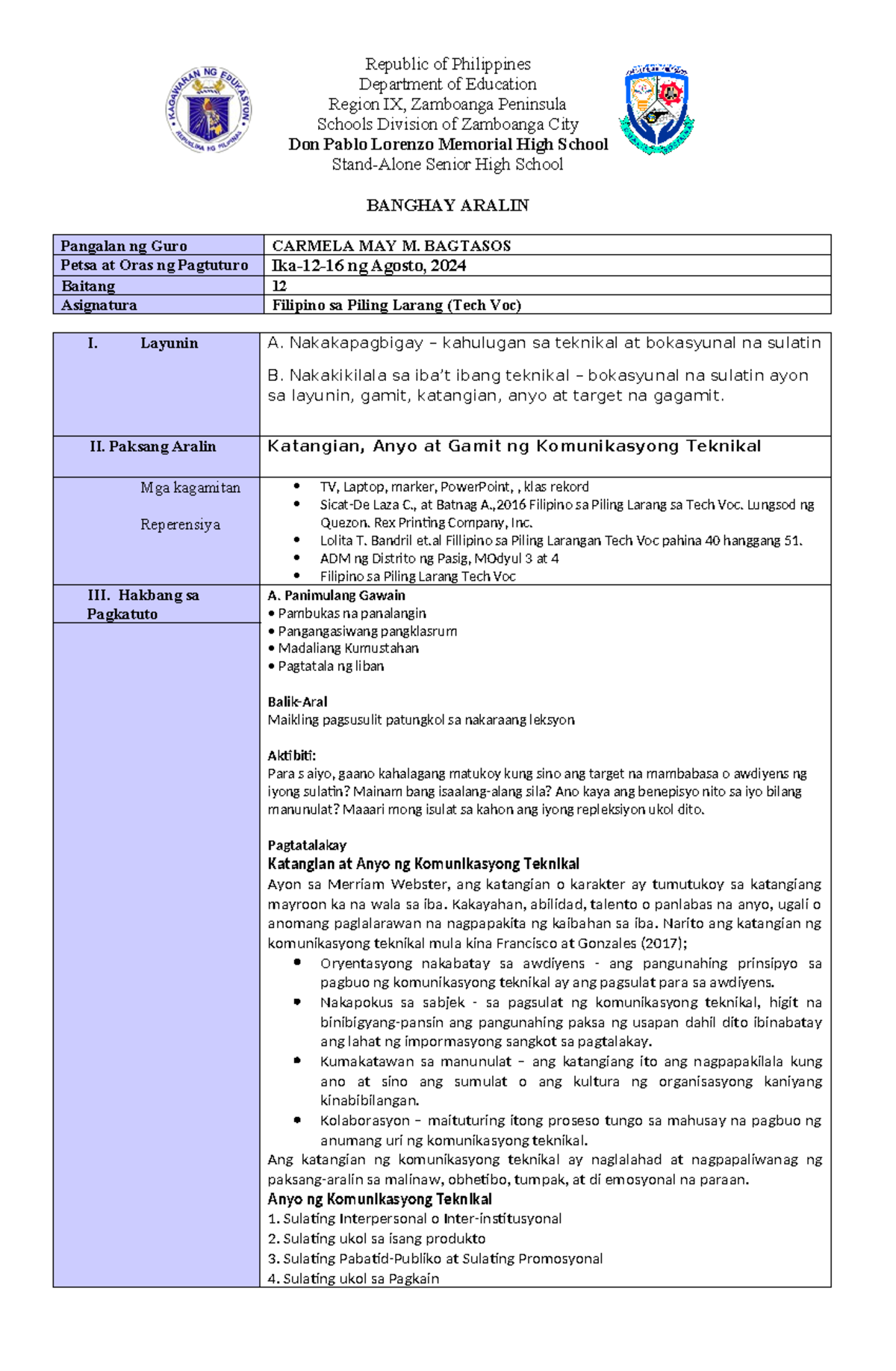 LP Week 2 Tech Voc - Lesson on Technical Writing Characteristics - Studocu