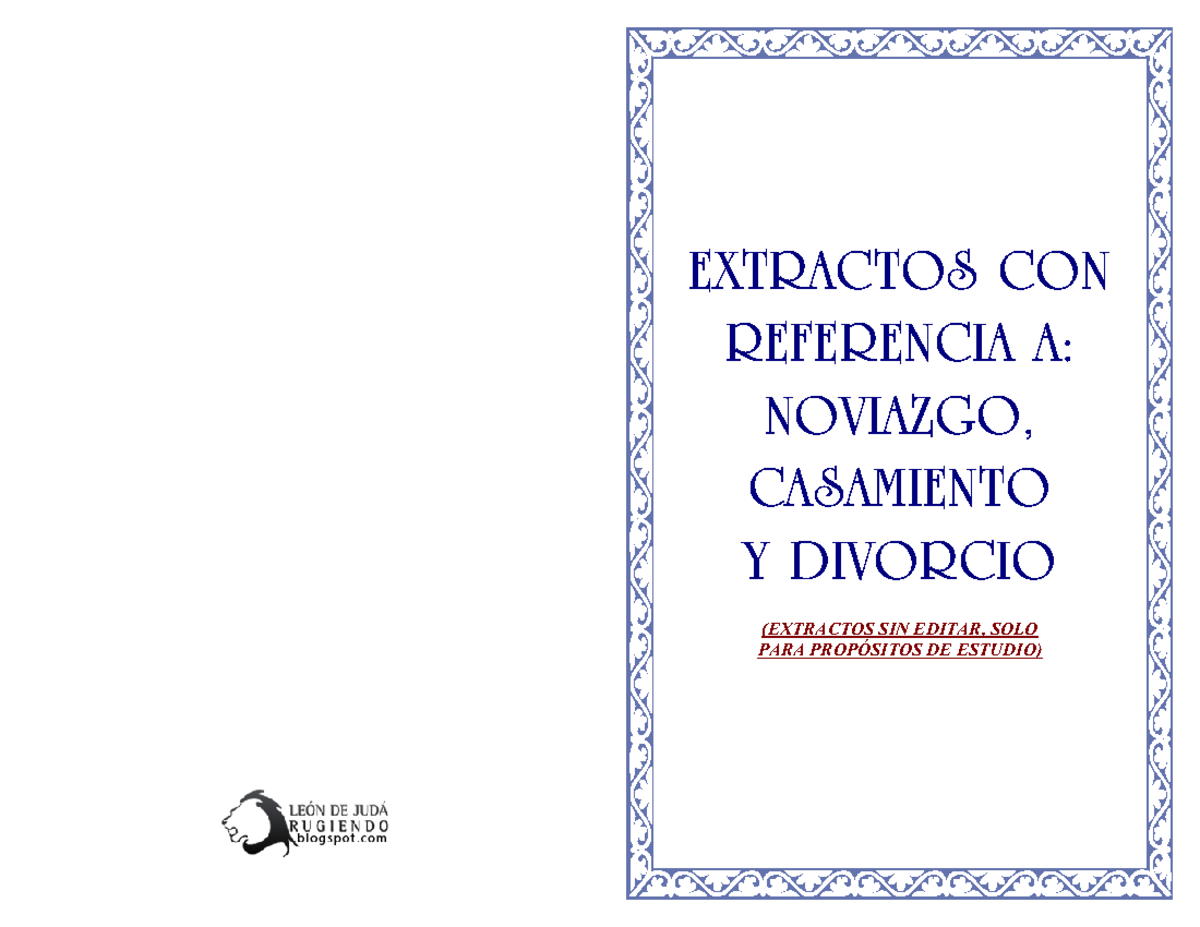 Noviazgo, Casamiento y Divorcio - Rev. WSS y Rev. WMB - Estudio - Studocu