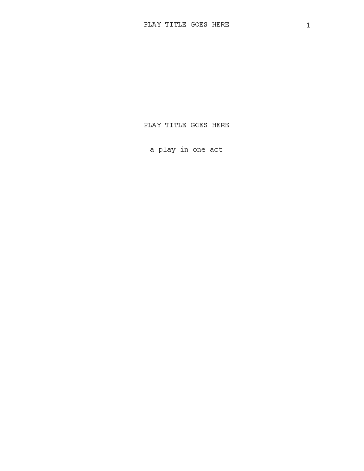 One-act Play Script Template - PLAY TITLE GOES HERE a play in one act ...