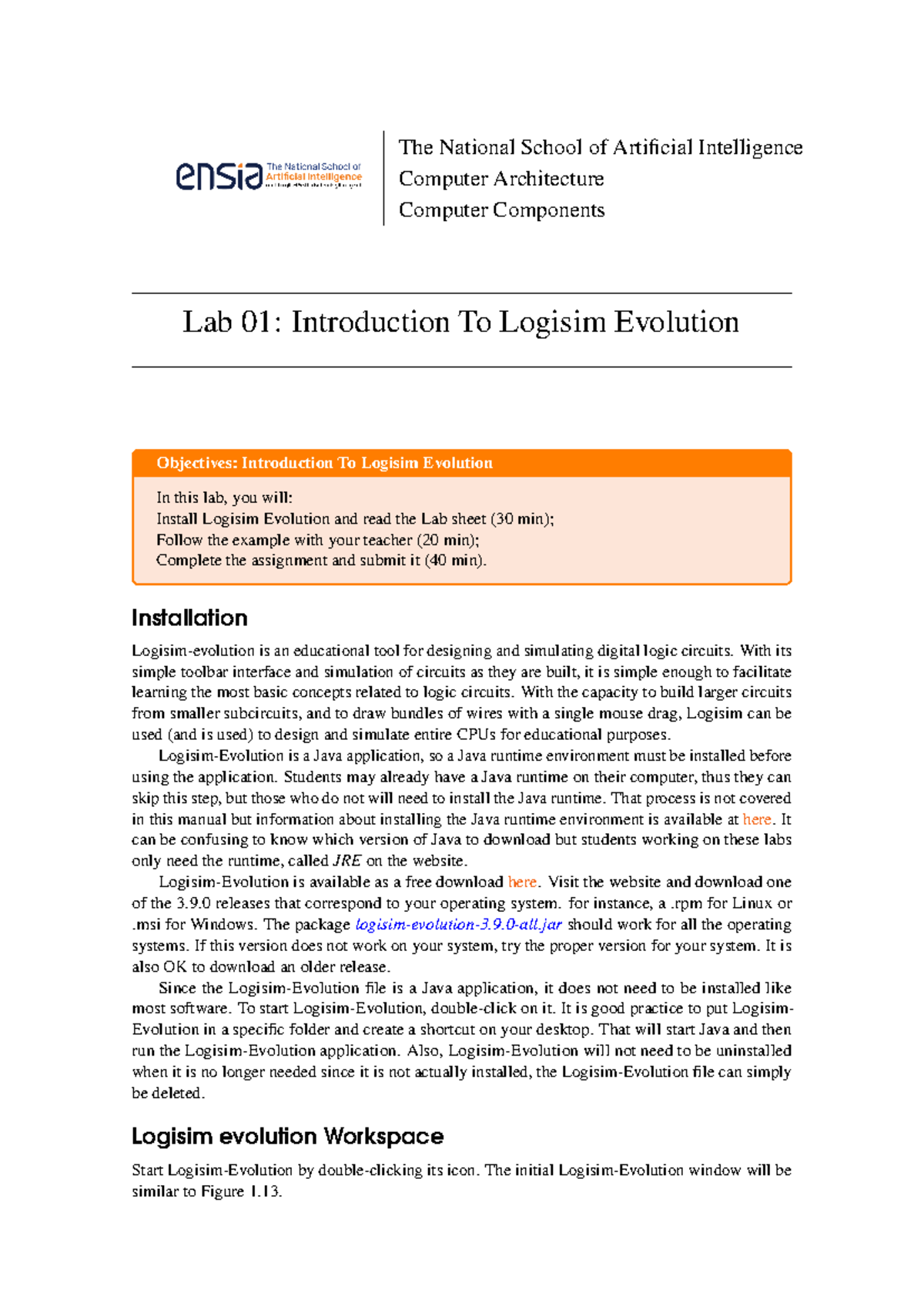 Lab 01: Intro to Logisim Evolution - Installation & Circuit Design - Studocu