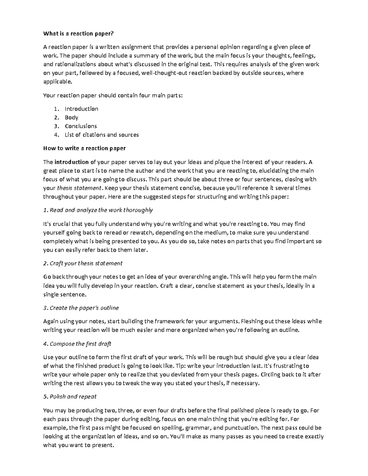 How to write a reaction paper - What is a reaction paper? A reaction ...