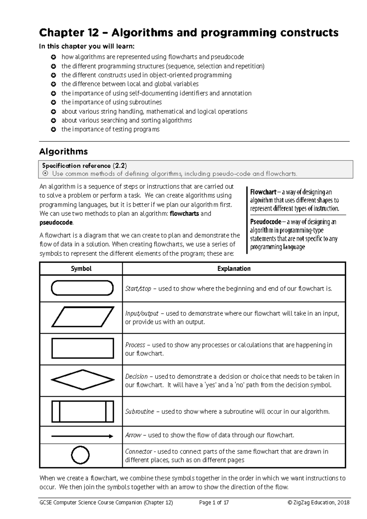 12 - Algorithms & Programming Constructs: Flowcharts, Pseudocode, & More - Studocu