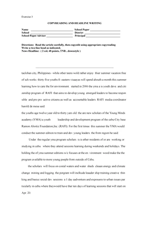 Copyreading exercises - English - Studocu