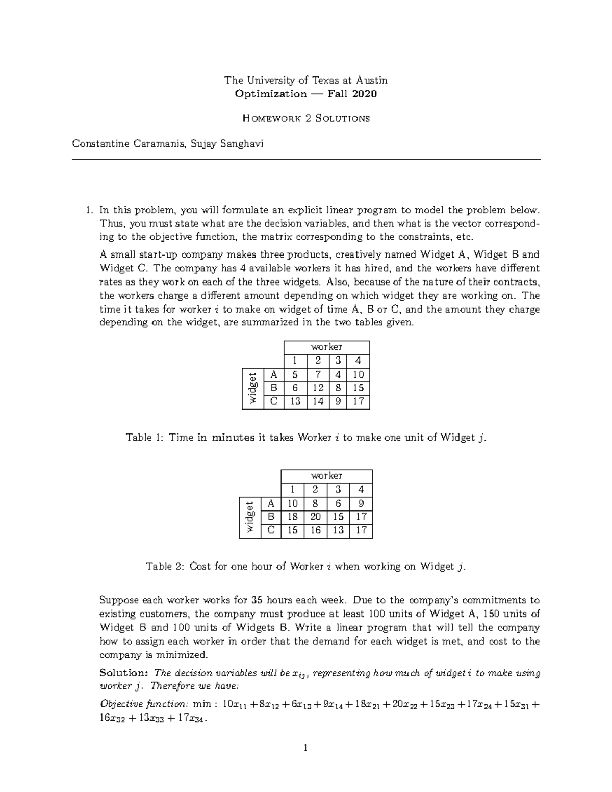 Optimization HW2 Solutions - Linear Programming Techniques - Studocu