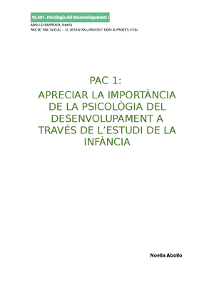 PEC 2. Psicología de la evolución - PEC 2 Desarrollo en la infancia Reto 2. ¿Cómo descubren el ...