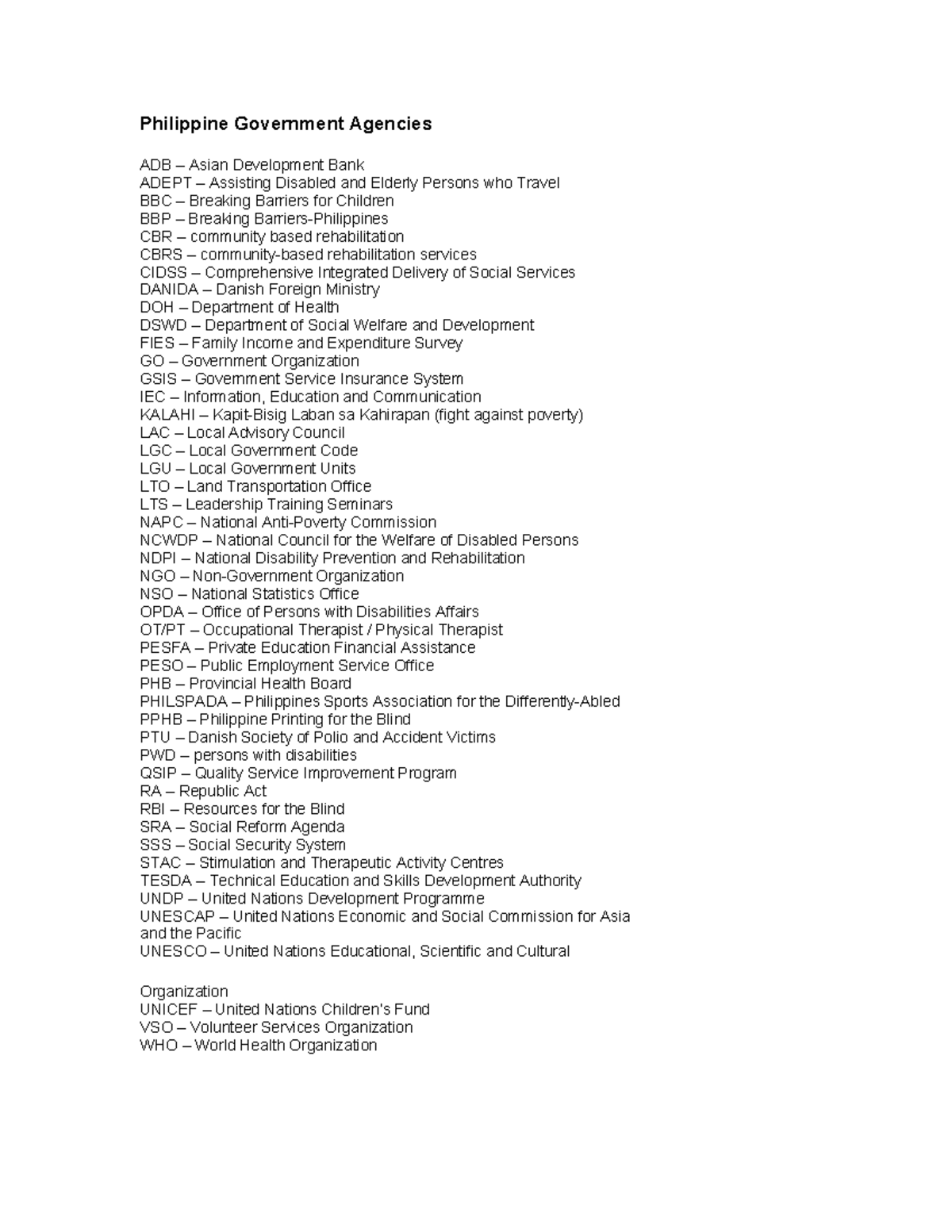 List of Phil Govt Agencies - Philippine Government Agencies ADB – Asian ...