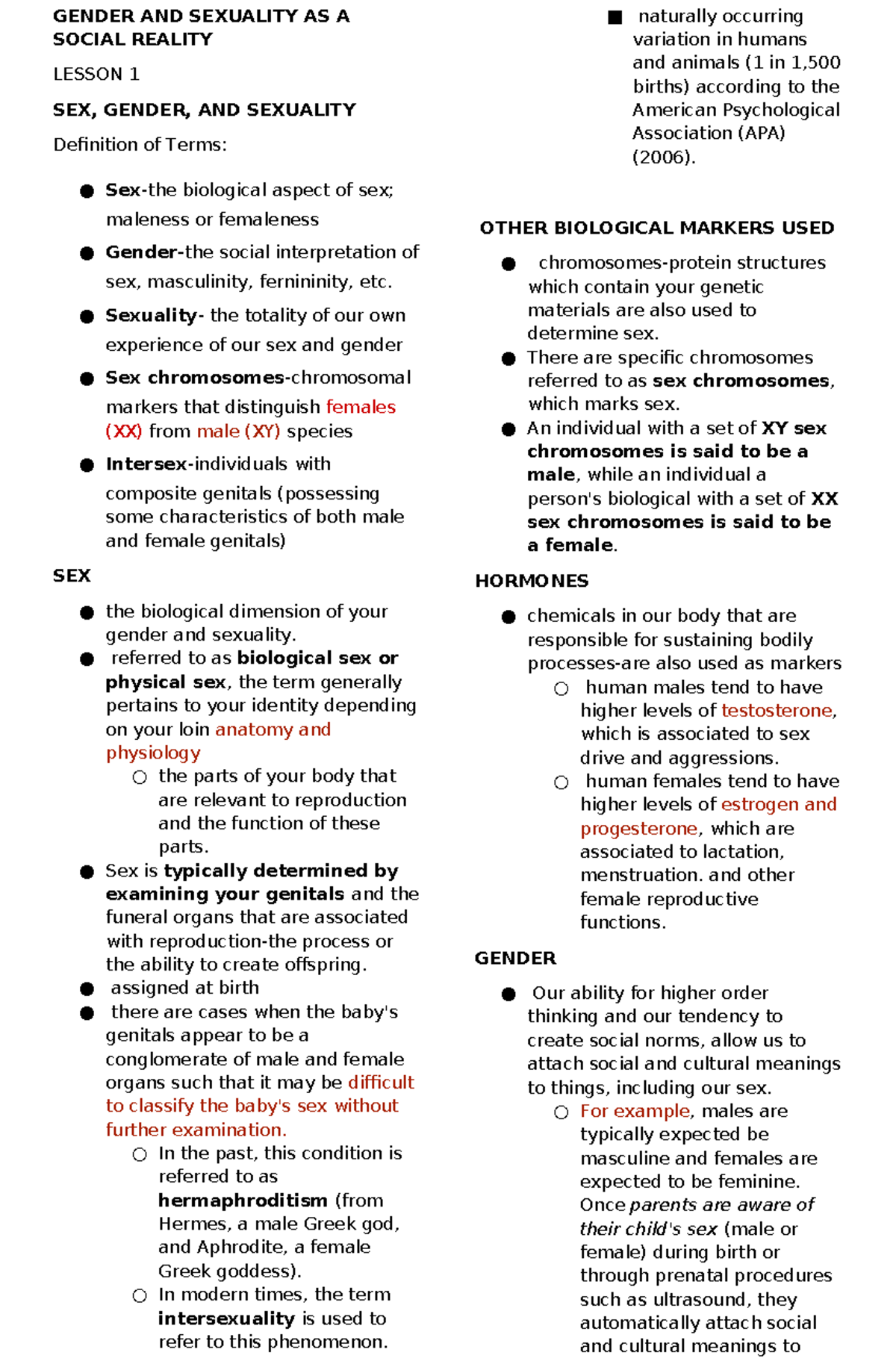 Gender and society - LESSON 1-8 - GENDER AND SEXUALITY AS A SOCIAL ...