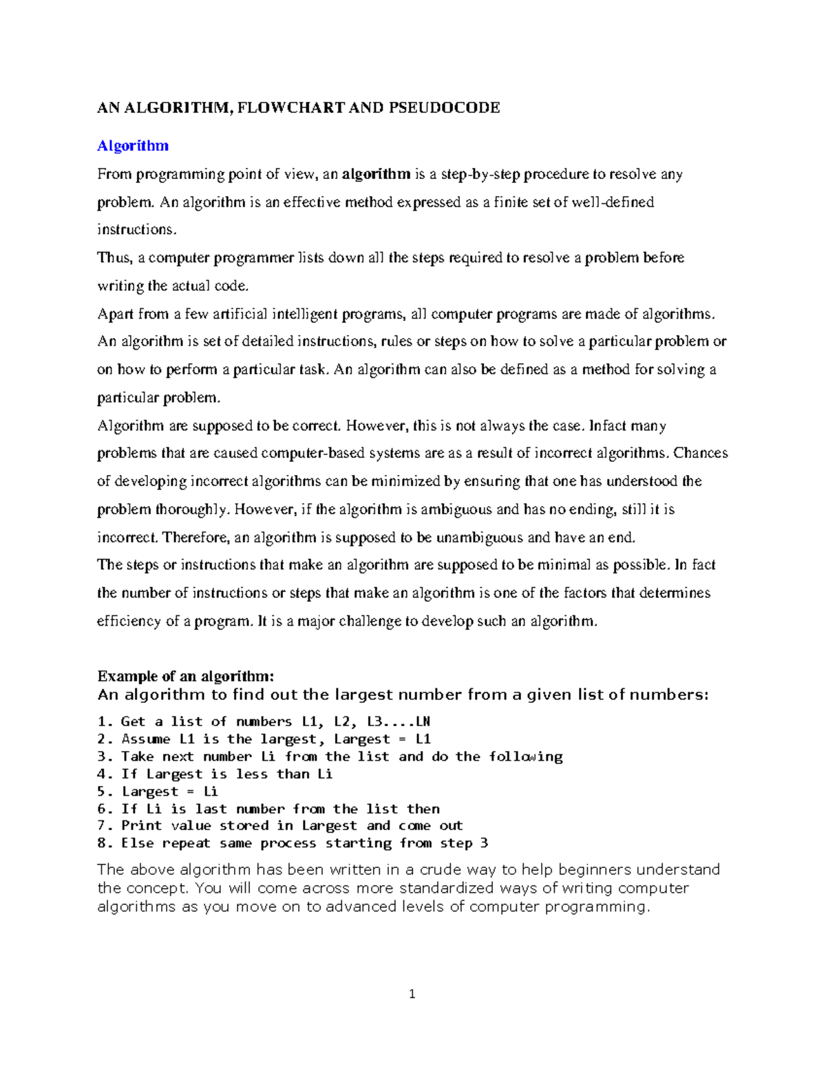 Algorithm, Flowchart & Pseudocode: Lesson 2 Overview - Studocu
