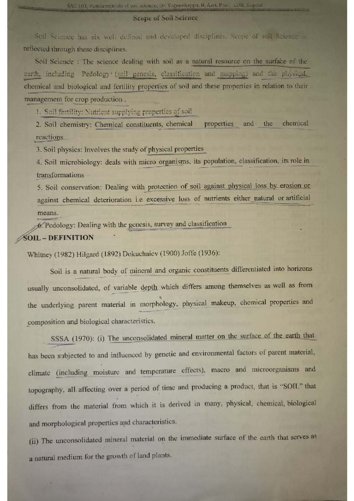 SAC 101: Fundamentals of Soil Science - Lecture Notes by Dr ...