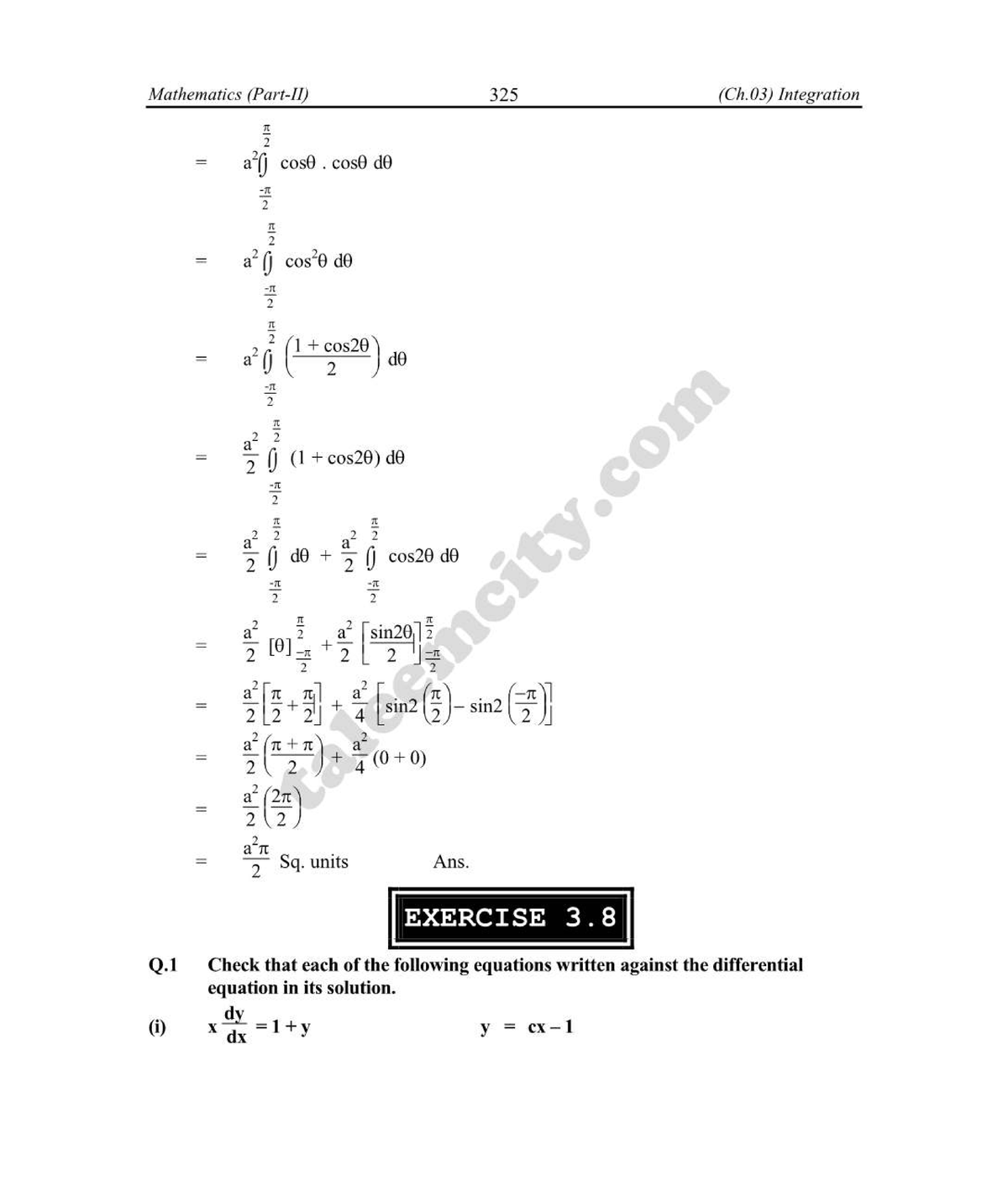 Mathematics 325 (Ch.03) Integration Exercise 3.8 Notes - Studocu
