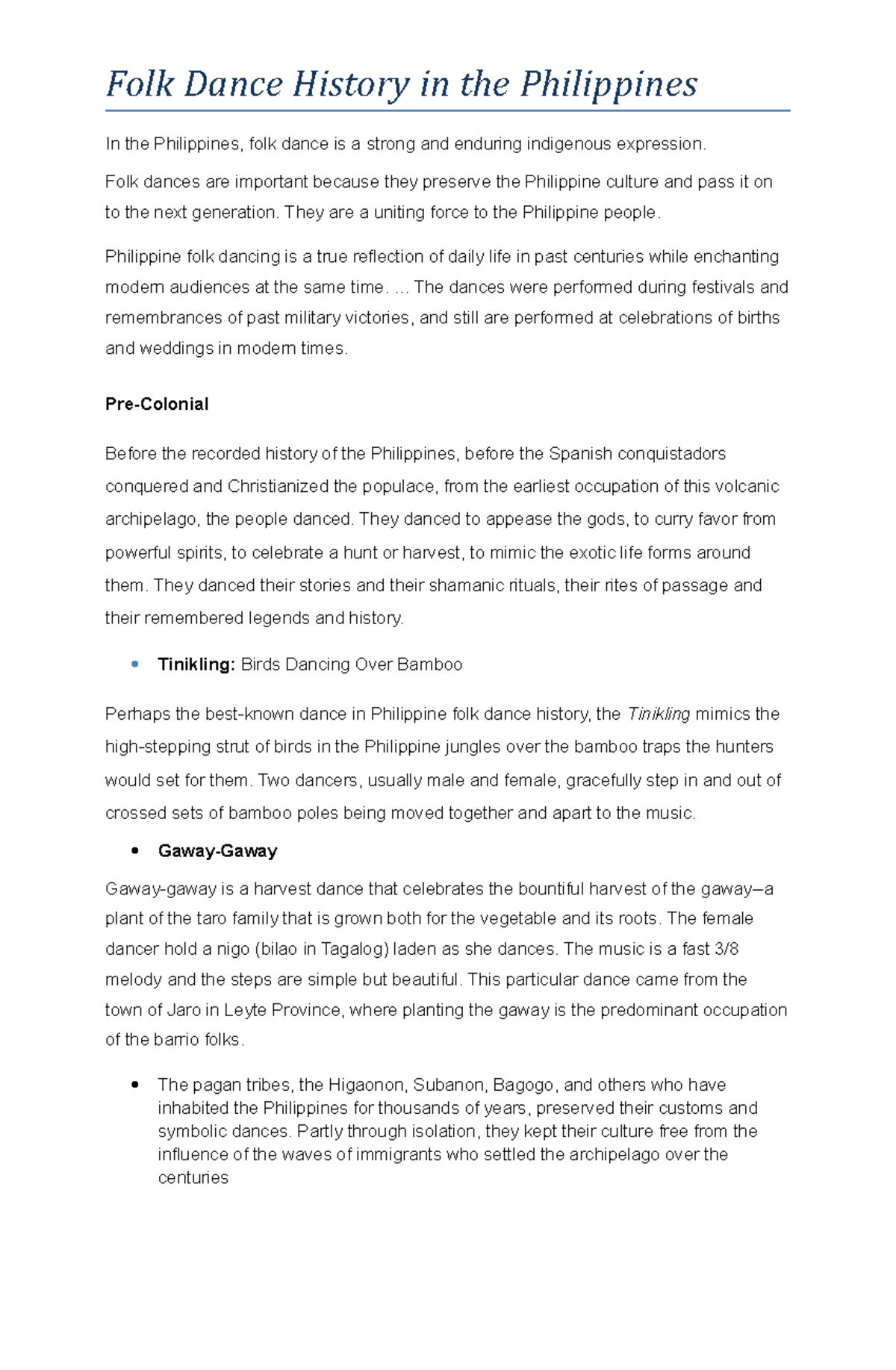 Folk Dance in Popular Culture: PH Midterm Lesson Overview - Studocu