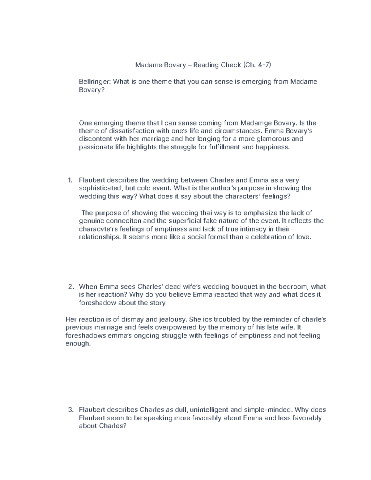 Bhshw - i2i1: Madame Bovary – Chapters 4 to 7 Reading Check Insights ...