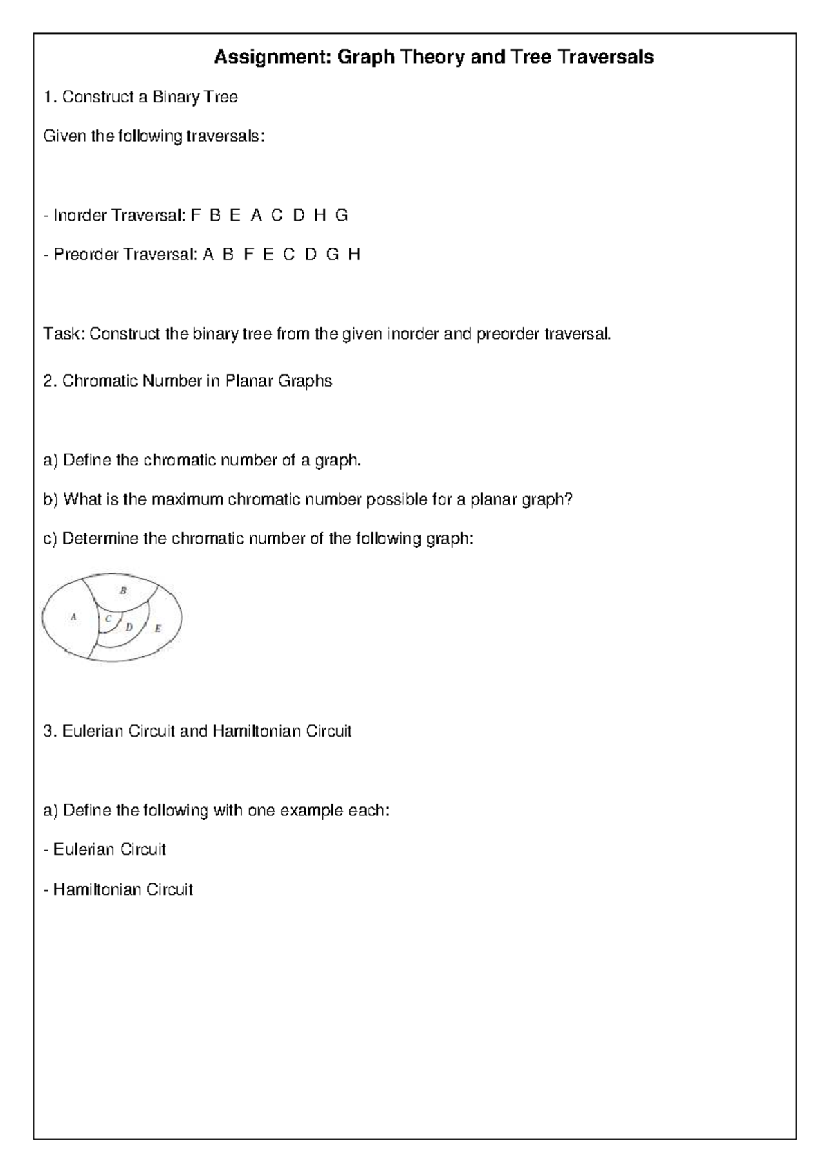 Graph theory assignment: Binary trees and chromatic numbers - Studocu