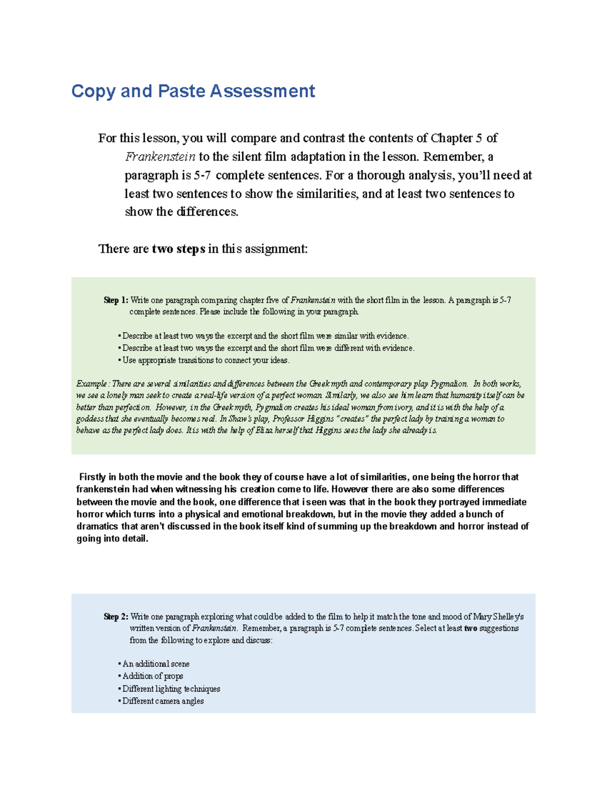 Frankenstein Analysis: Chapter 5 vs. Film Adaptation (5 - 5.02) - Studocu