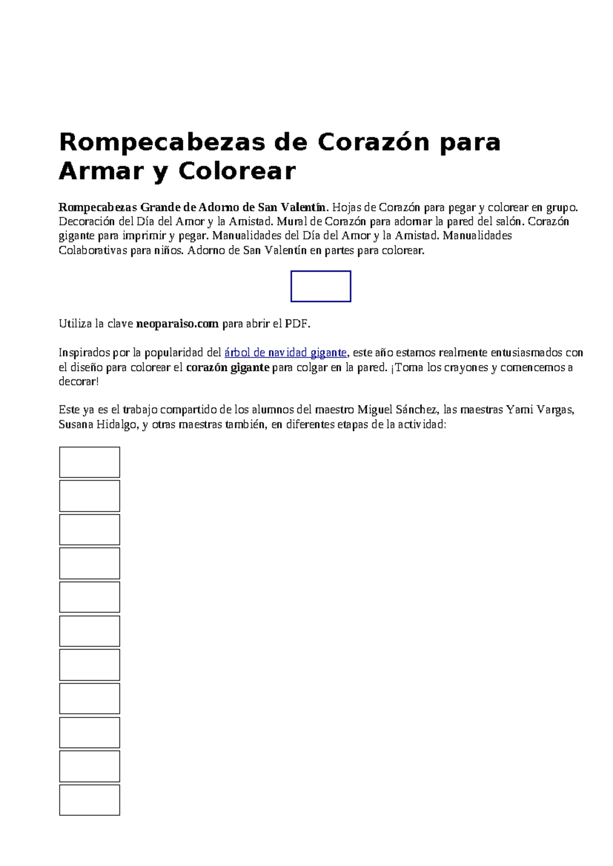 Rompecabezas Gigante de Corazón para San Valentín - Actividades ...