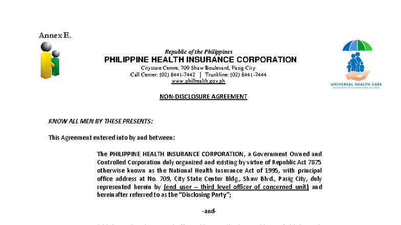 PhilHealth Non-Disclosure Agreement (NDA) - Confidentiality Terms - Studocu