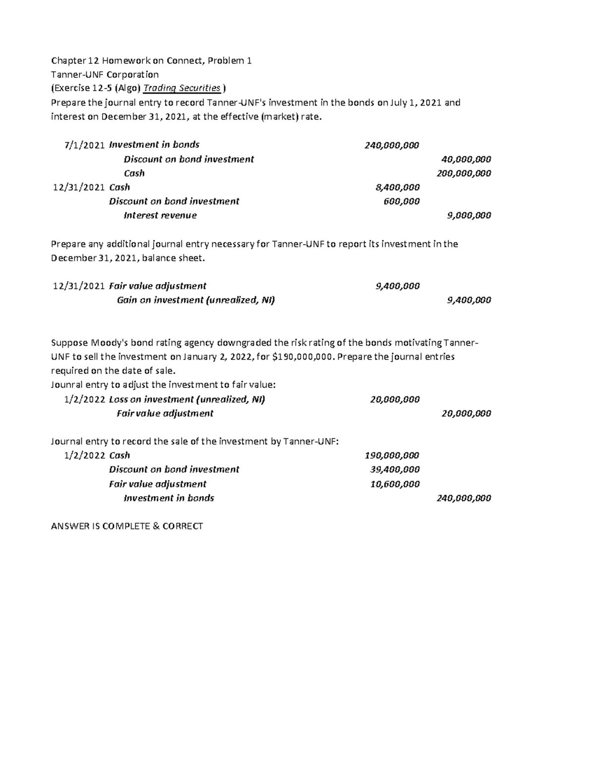 ACCT 302 Chapter 12 Homework Problems & Journal Entries - Studocu