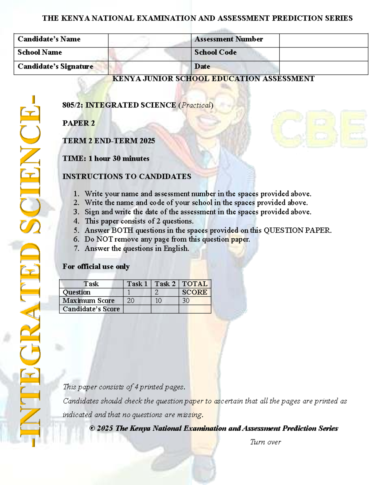 Grade 8 Integrated Science Practical Exam Paper 2 - 2025 - Studocu