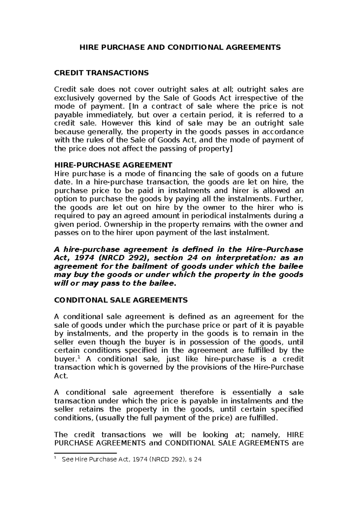 HPA & CSA Lecture 1: Understanding Hire Purchase and Conditional Sale ...