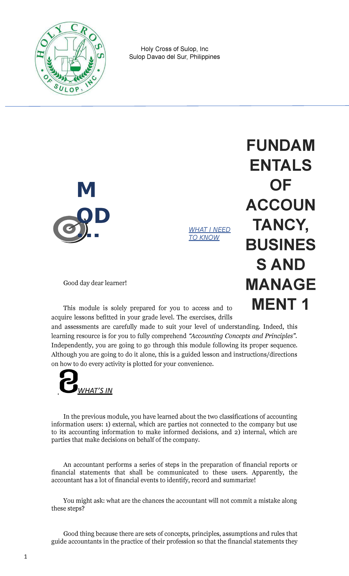 FABM 1. Module 2. accountacy - Accountancy - Studocu