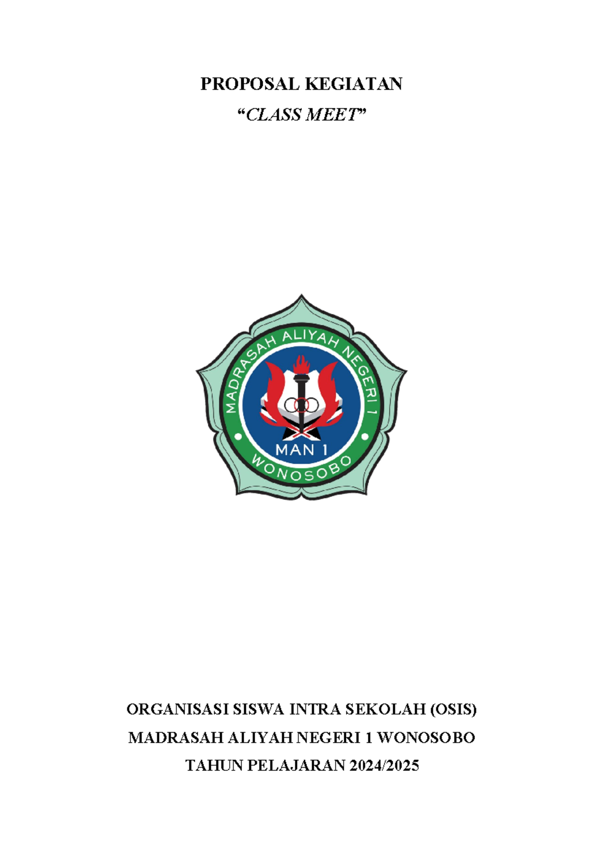 Proposal Kegiatan Class Meeting OSIS MAN 1 Wonosobo 2024 - Studocu