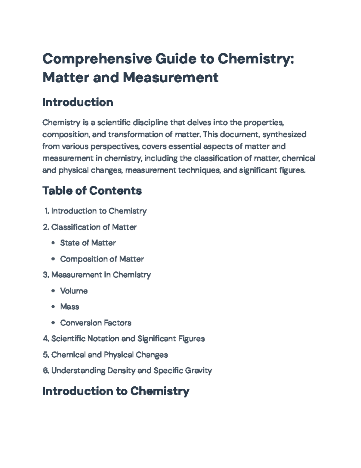 Comprehensive Guide to Chemistry: Matter & Measurement Overview ...