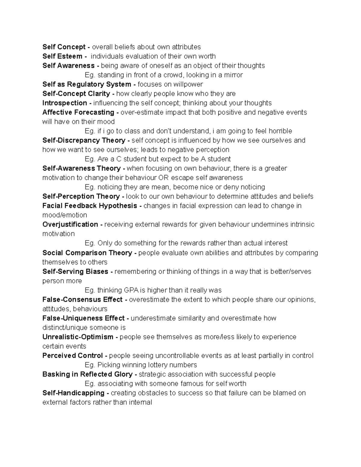 Chapter 2 - Self Perception and Self Presentation - Self Concept ...