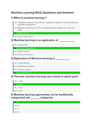Machine Learning MCQ Questions and Answers - Machine learning is the ...