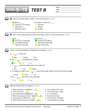 Progress 9 Answer Key - kkk - Cambridge English Empower B1+ Unit ...