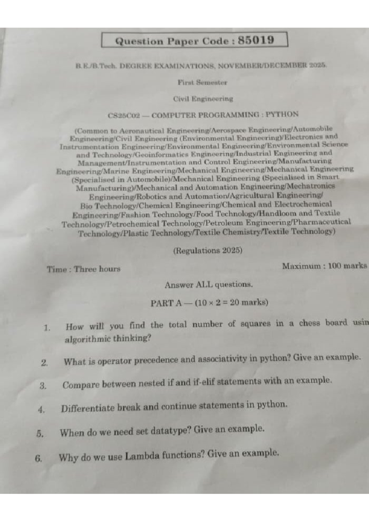 CS25C02 Computer Programming Python Nov-Dec 2025 Exam Paper - Studocu