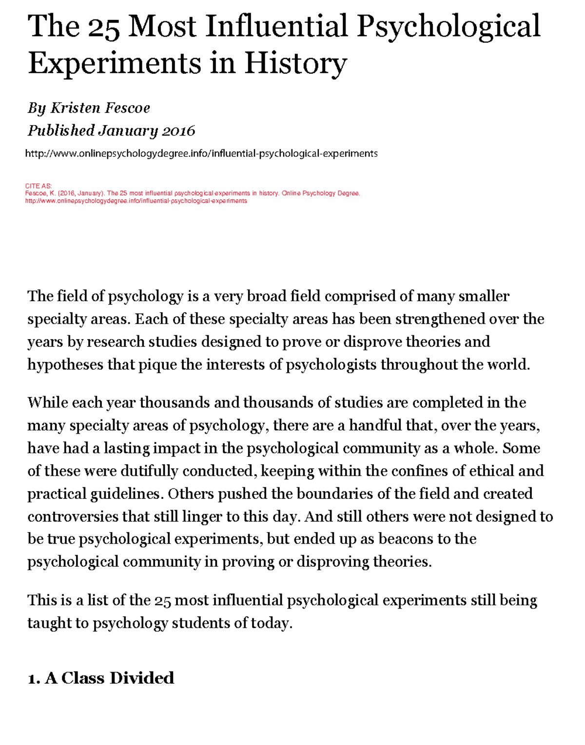 The 25 Most Influential Psychological Experiments in History ...