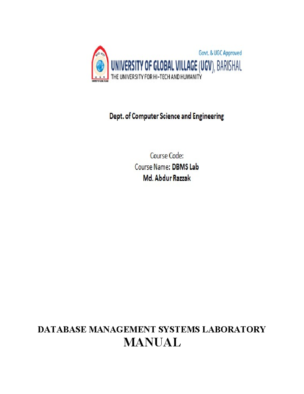 DBMS - Comprehensive DBMS Lab Manual and Experimentation Guide - Studocu