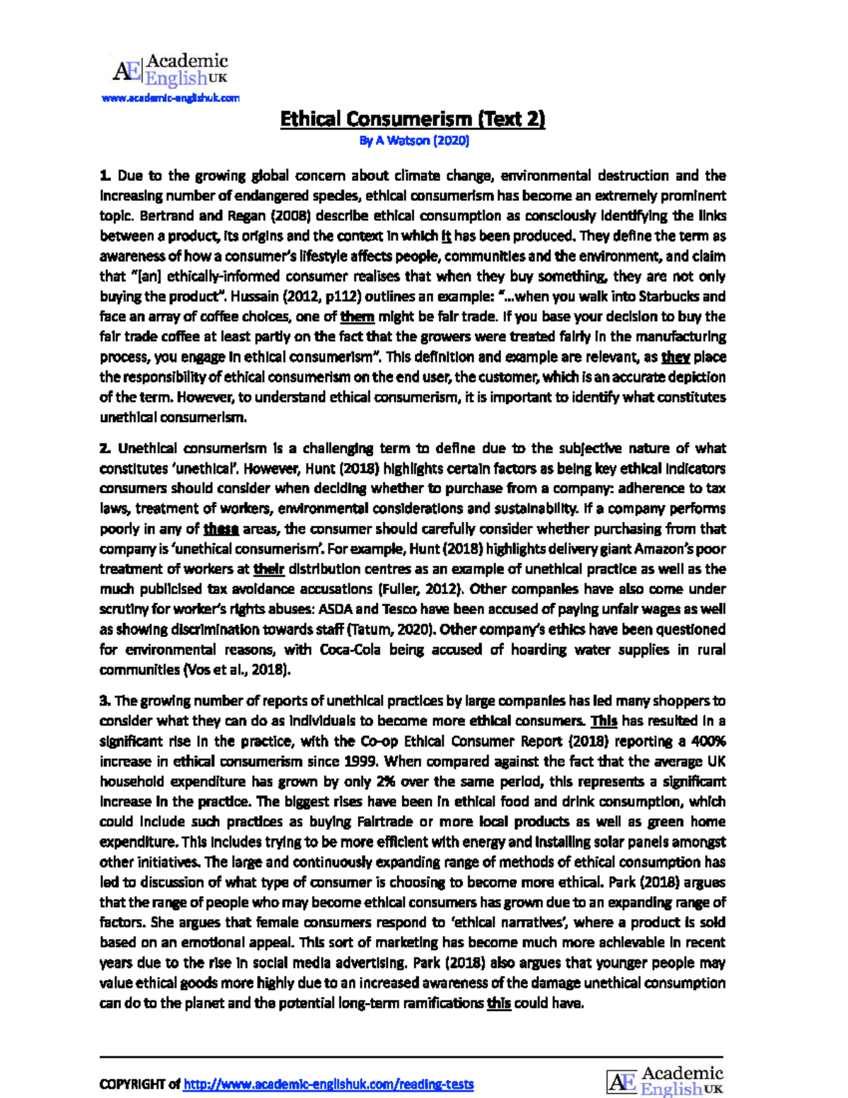 Ethical Consumerism - Reading Test Notes - Studocu