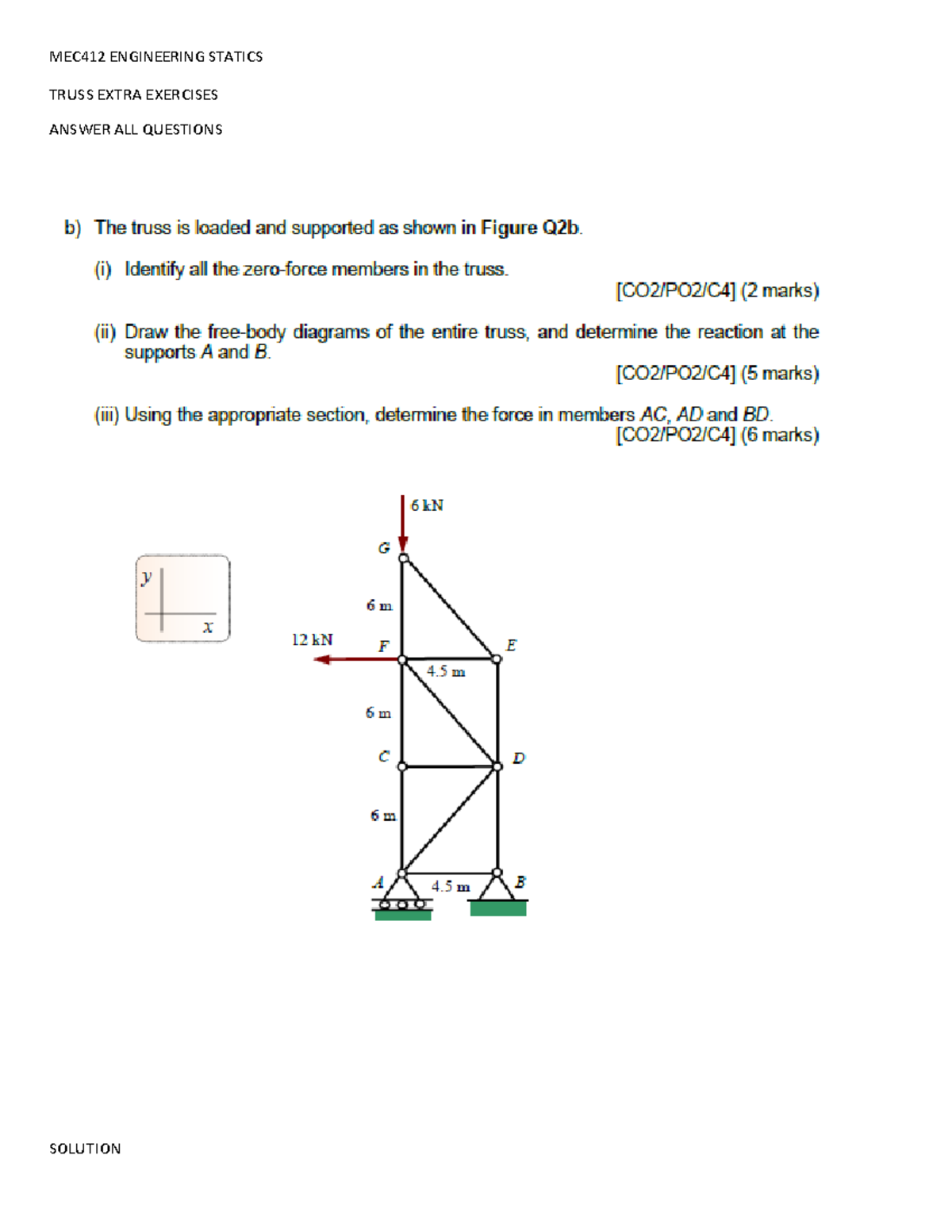 MEC412 MEK401 Truss Examples and Extra Exercise Statics - Diploma ...
