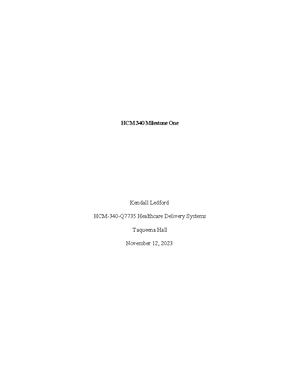 HCM 340 Module Four Short Paper Template - Megan Cluck - HCM 340 Module ...
