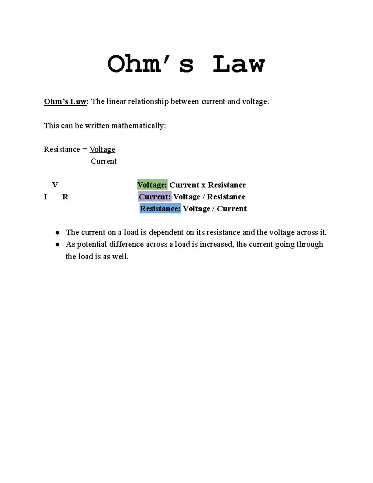 Ohm's Law: Practice Problems Using GRASP Method (Physics 101) - Studocu