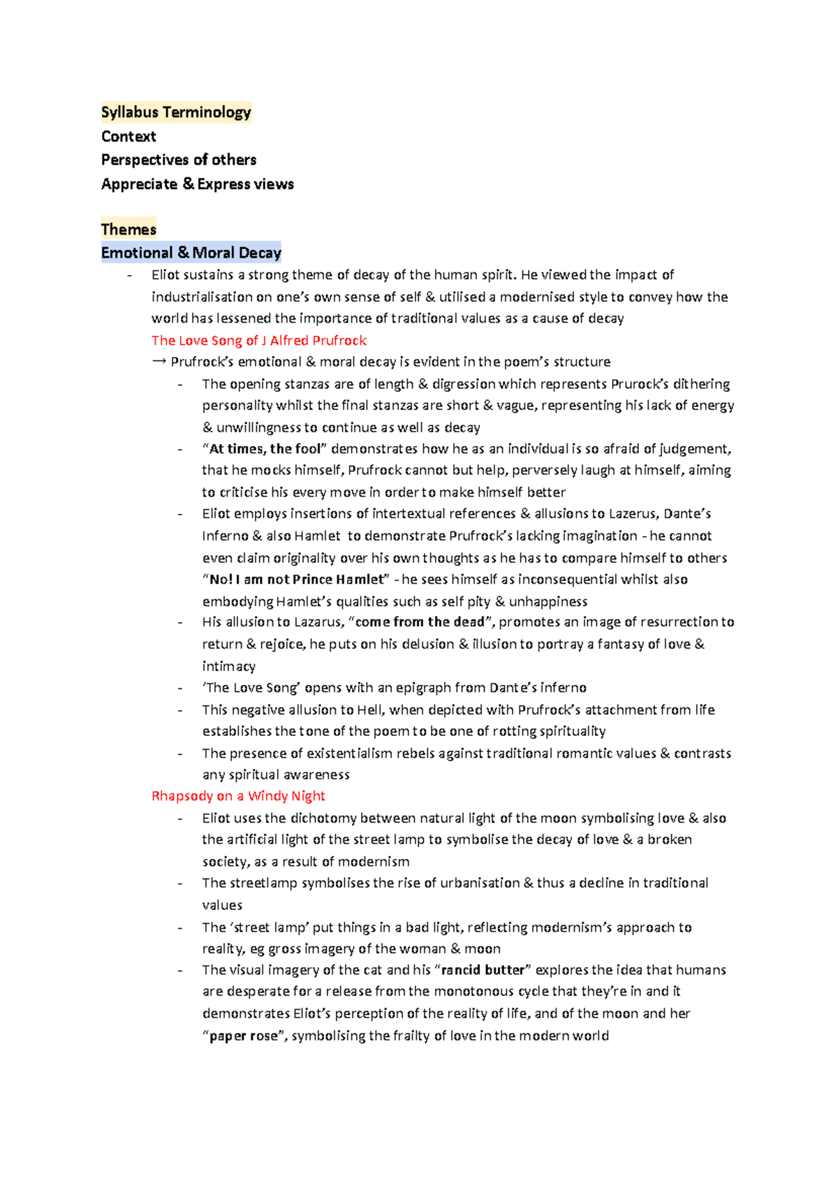 Critical Analysis of Eliot's Modernism: Prufrock, Rhapsody & Preludes ...