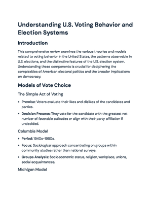 Models of U.S. Voting Behavior: Theories and Participation Insights - Detailed Overview of U ...
