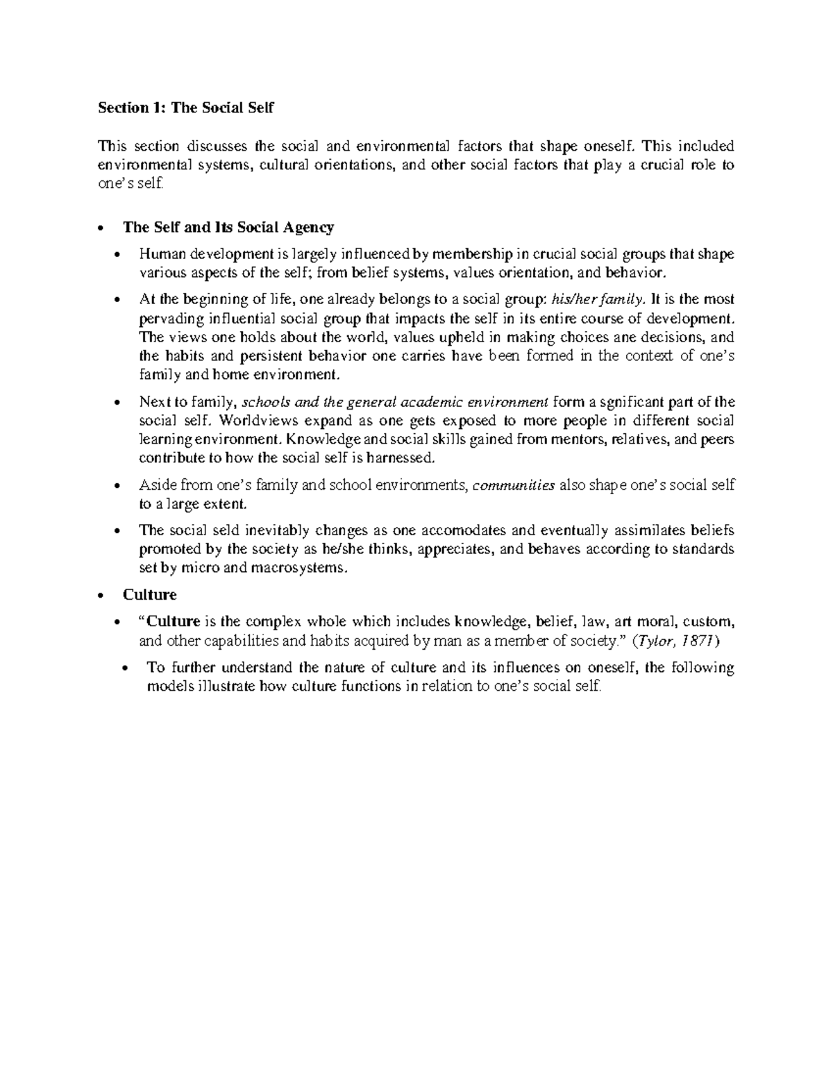 Module 4 - understanding the self - Section 1: The Social Self This ...