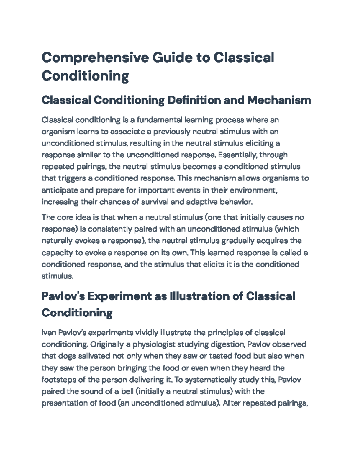 Classical Conditioning: Mechanisms, Applications, and Key Concepts ...