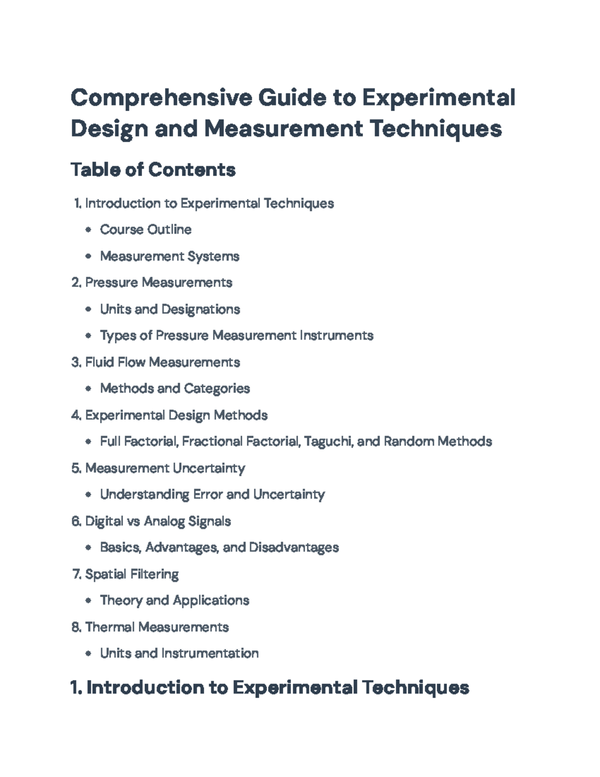 Comprehensive Guide to Experimental Design and Measurement Techniques ...